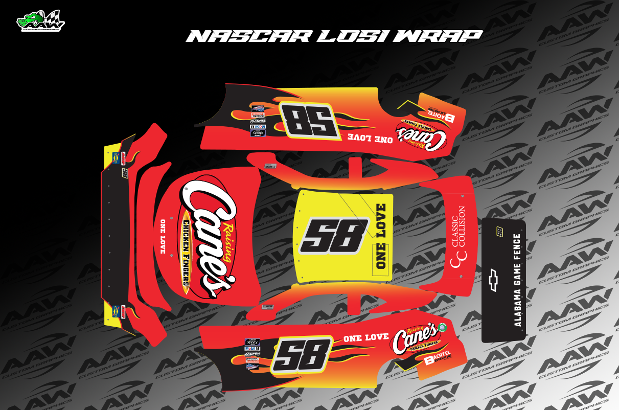 "Canes" Losi 1/12 Nascar Wrap – AAW